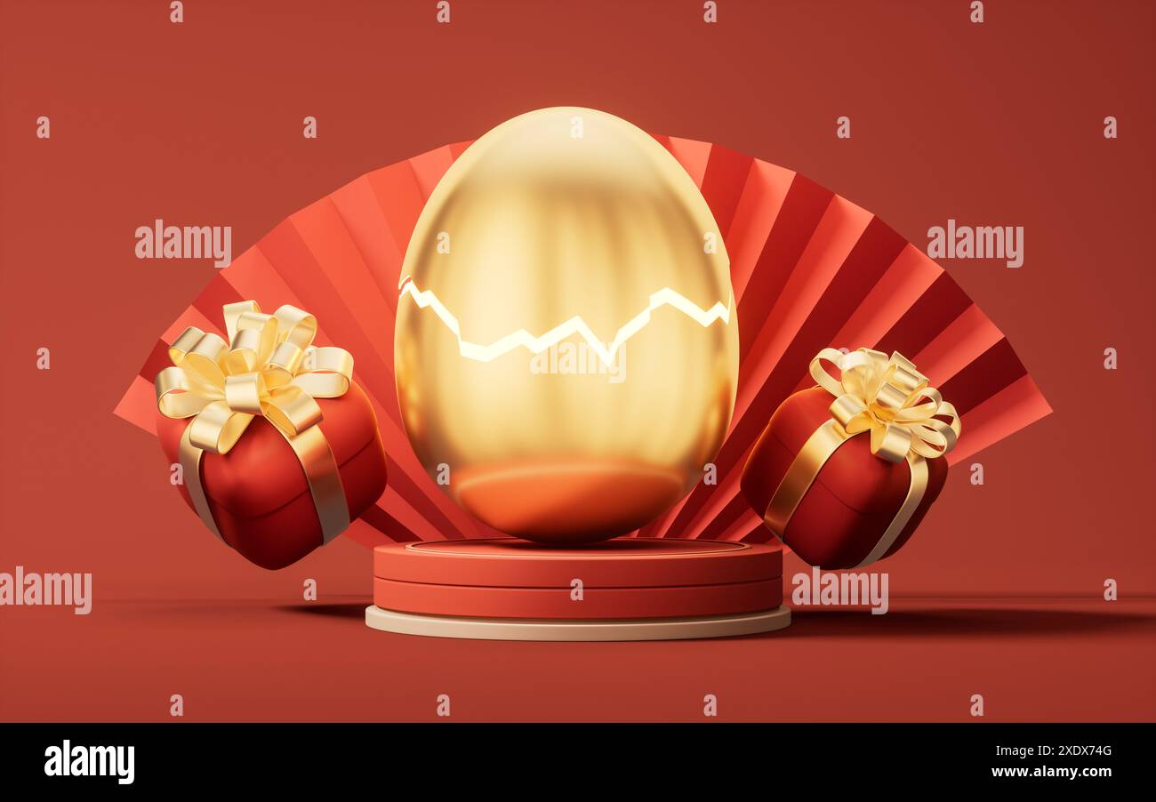 Cracked golden egg gift box hi-res stock photography and images - Alamy