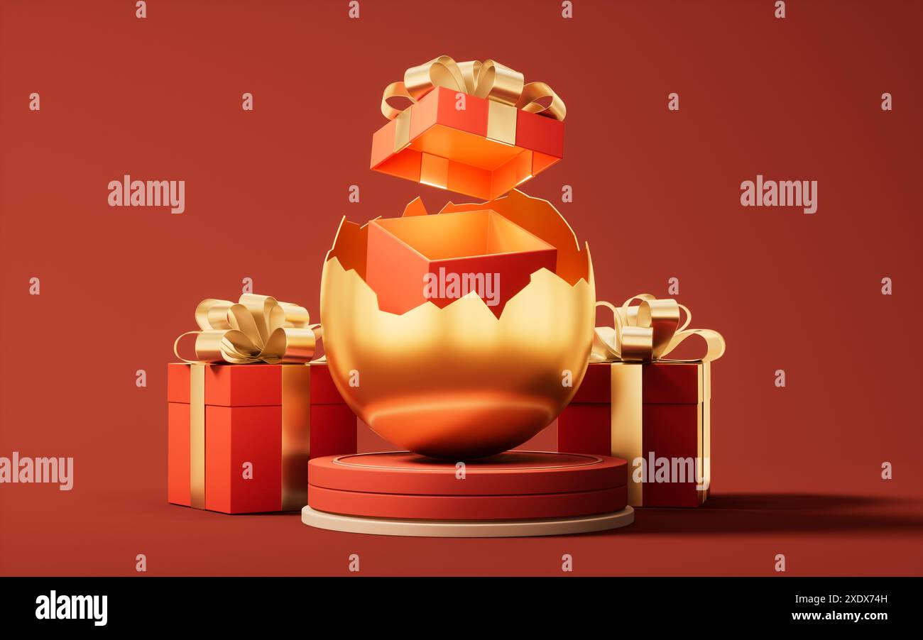 Cracked golden egg gift box hi-res stock photography and images - Alamy