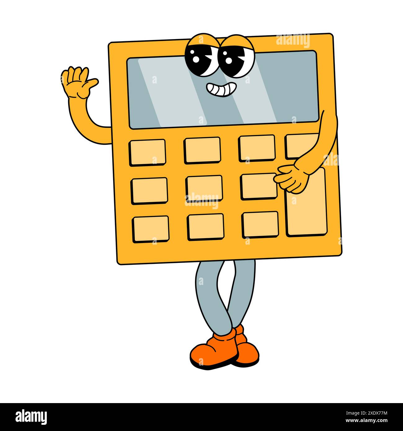 Calculator cartoon character in retro groovy 80s, 90s, 2000s style. y2k ...