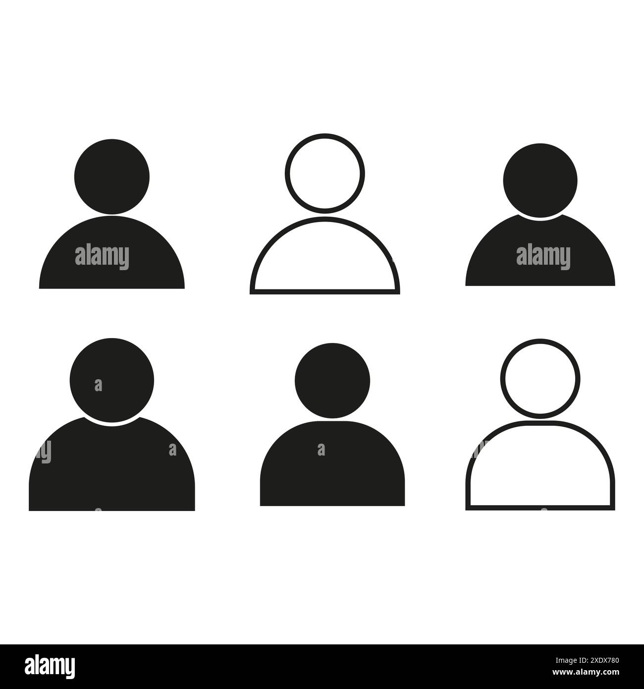 User profile icons. Black and white. Vector person symbols ...