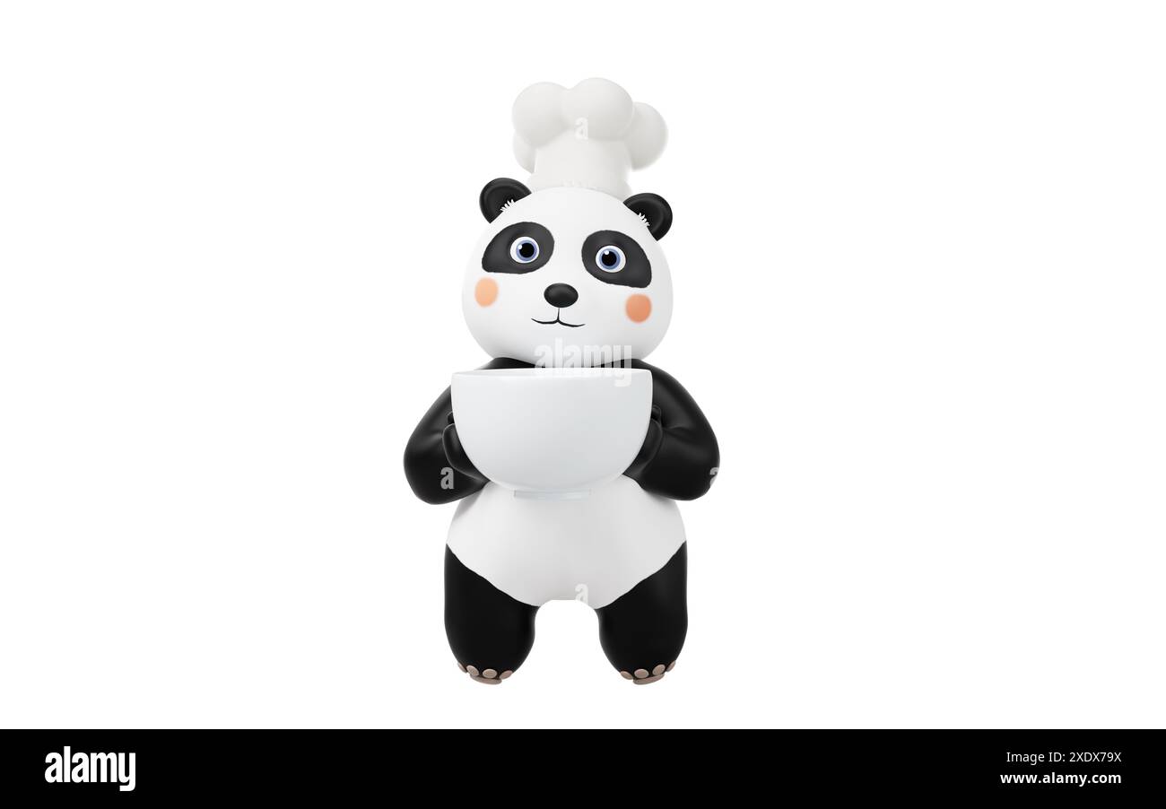 Panda chef with cartoon style, 3d rendering. 3D illustration Stock ...