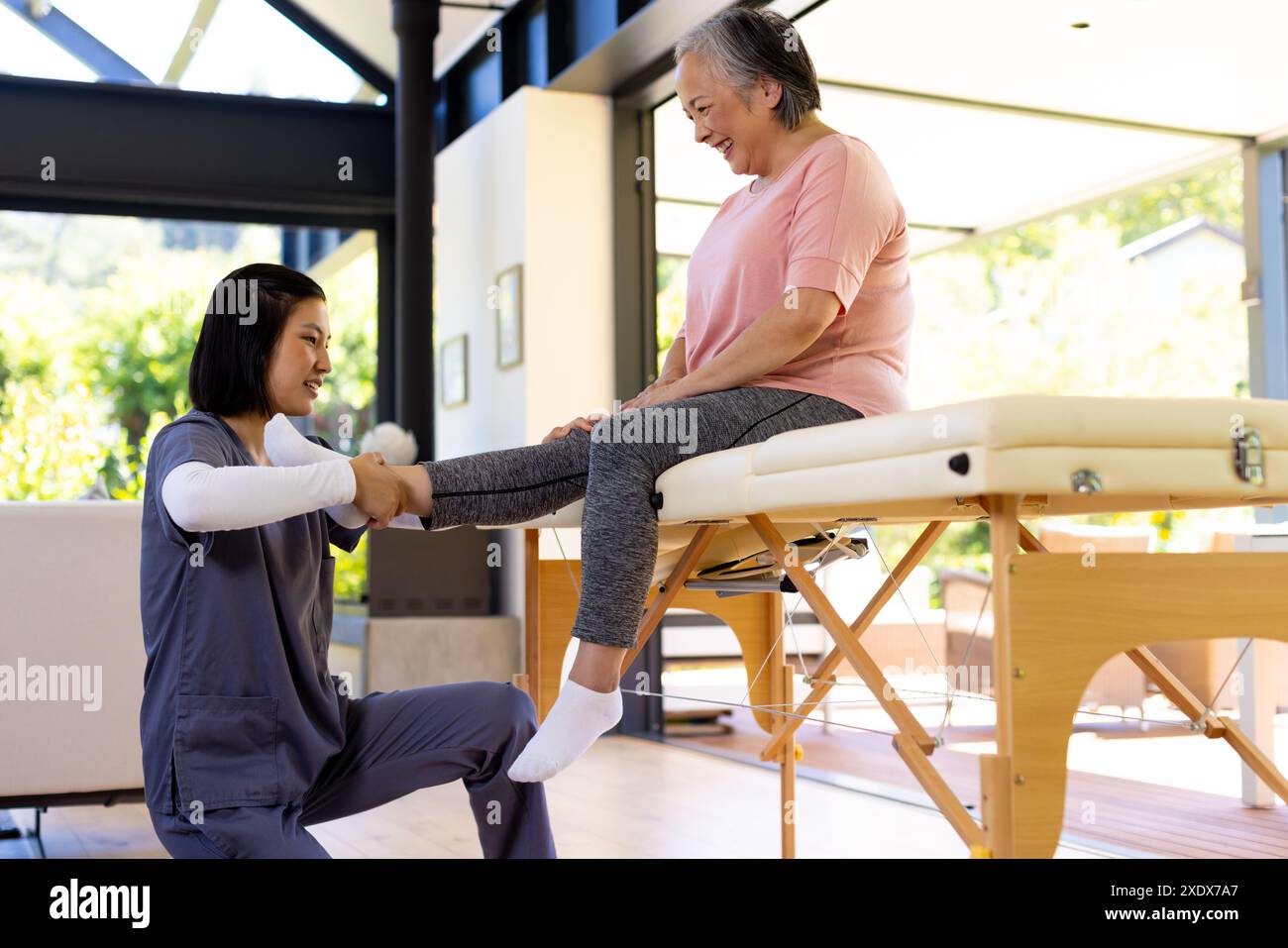 Elderly home care woman therapist hi-res stock photography and images ...