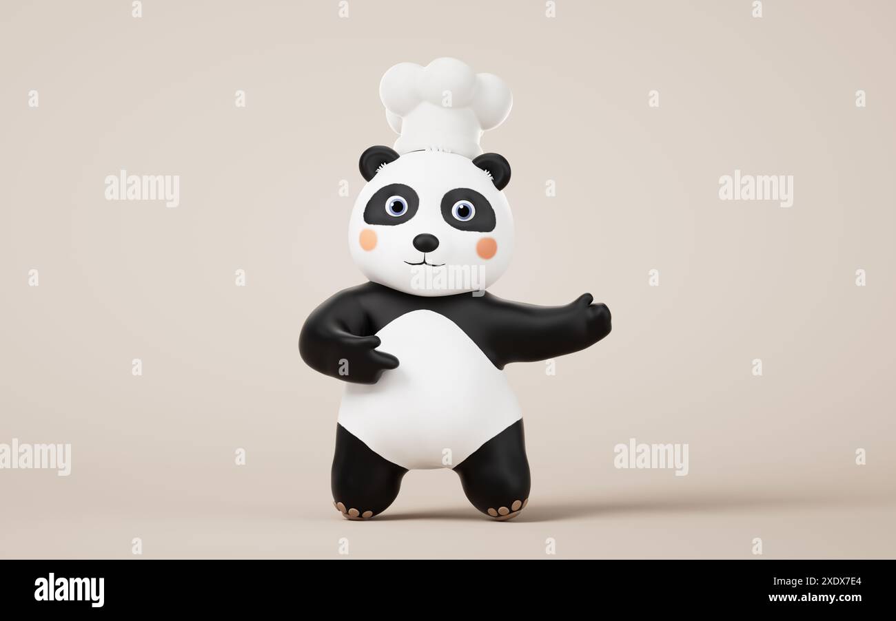 Panda chef with cartoon style, 3d rendering. 3D illustration Stock ...
