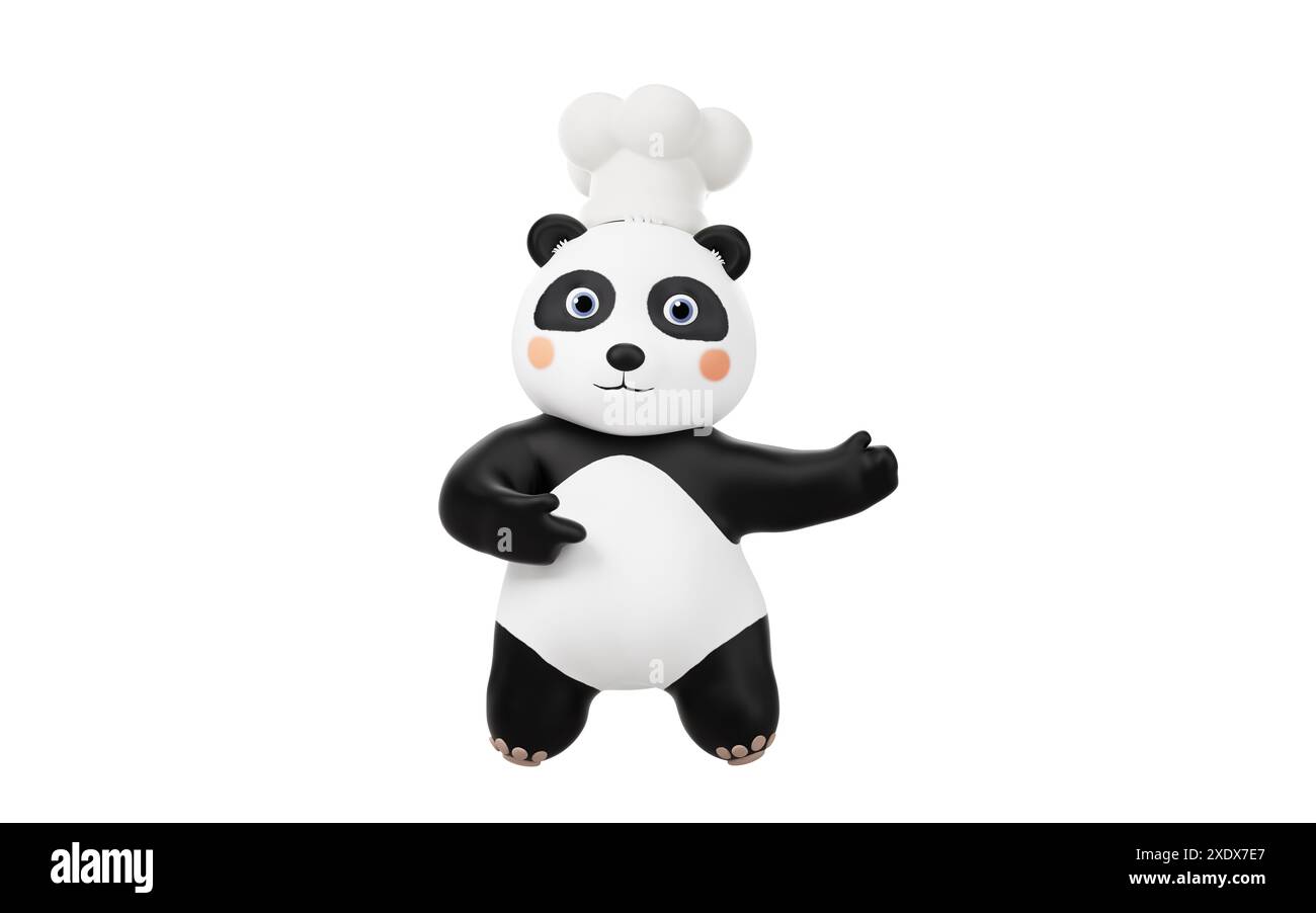 Panda chef with cartoon style, 3d rendering. 3D illustration Stock ...