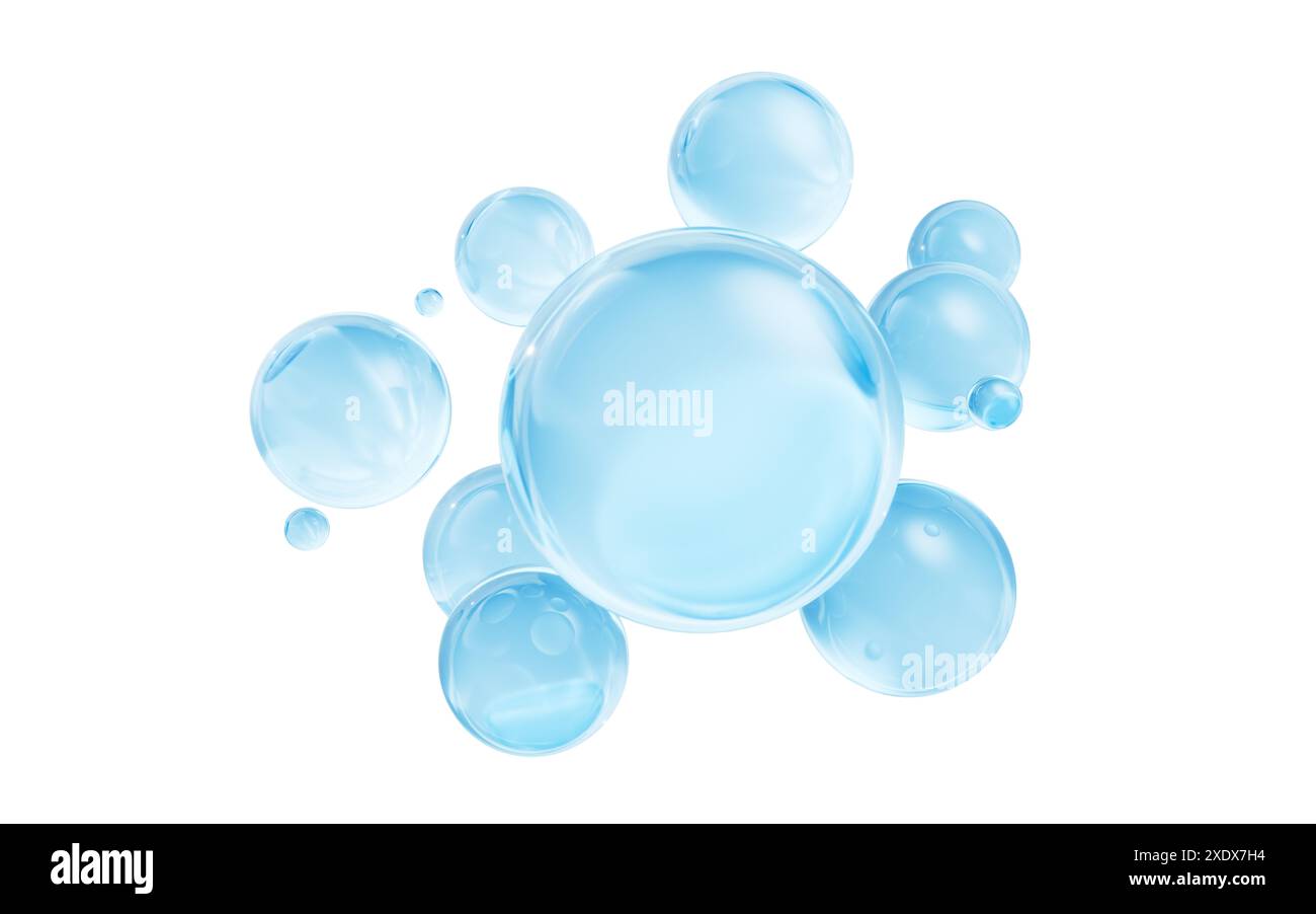 Transparent blue bubbles, 3d rendering. 3D illustration Stock Photo - Alamy