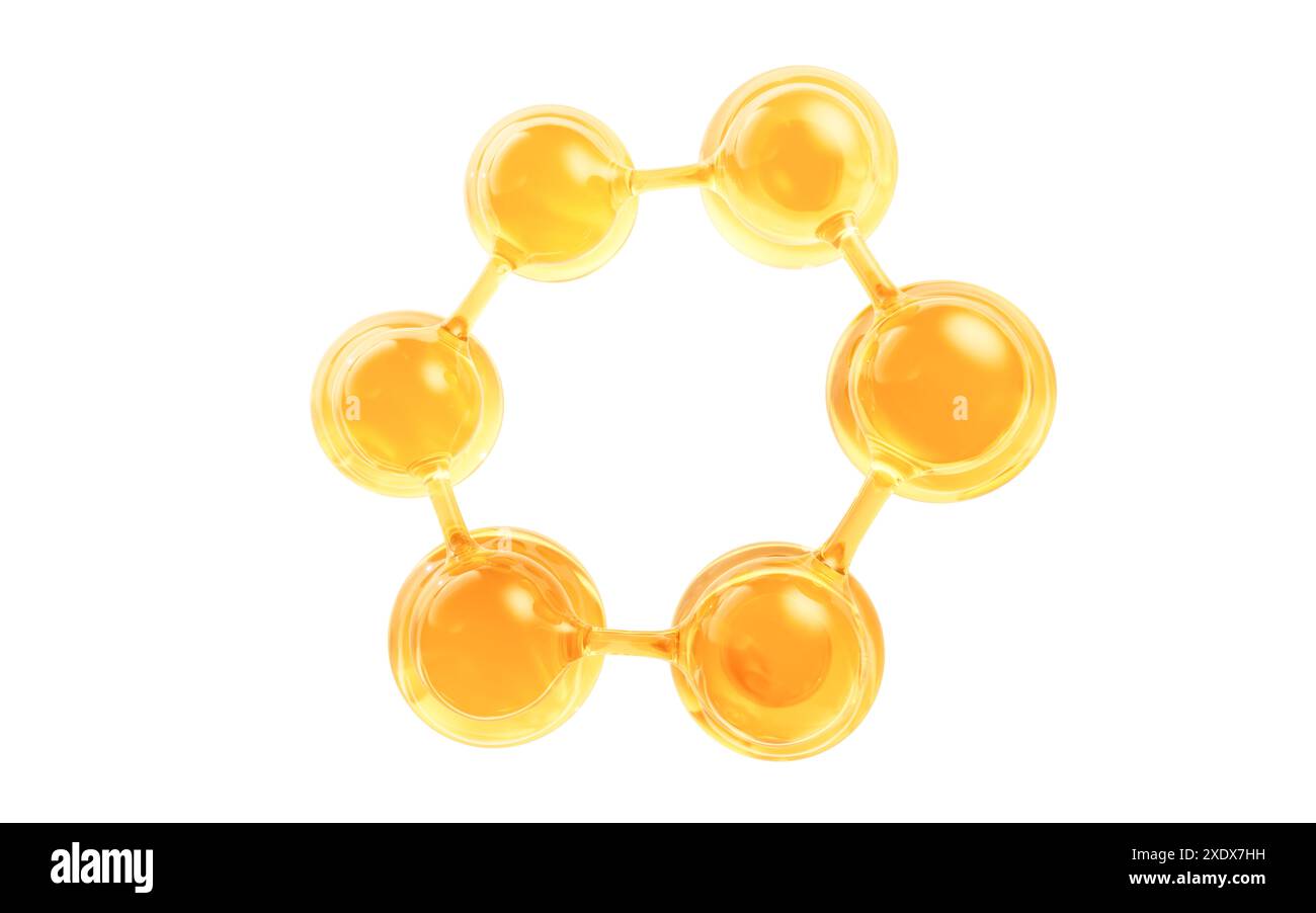 Molecule and golden liquid bubble, 3d rendering. 3D illustration Stock ...