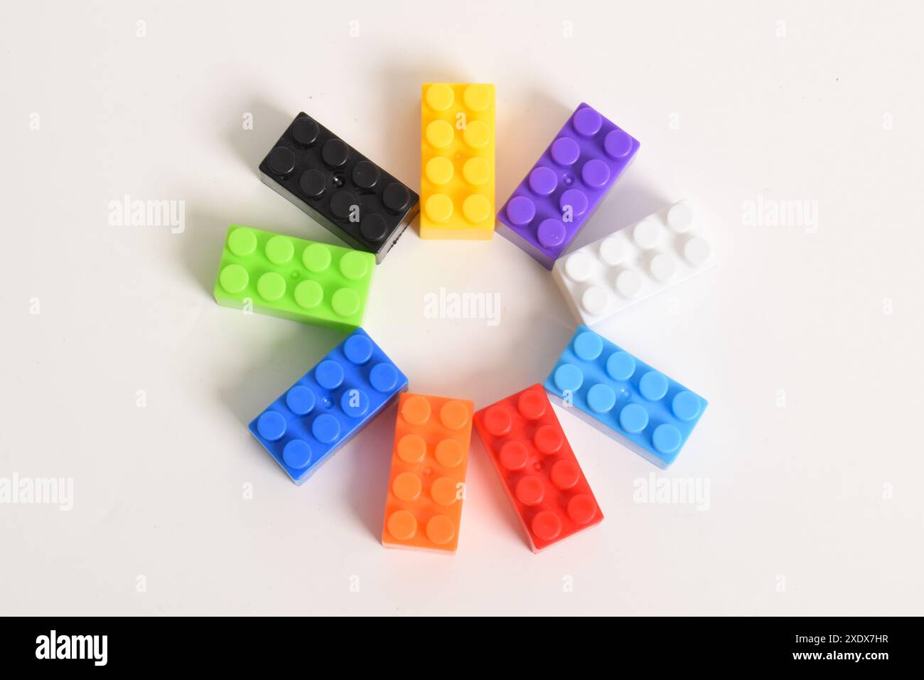 Colorful Plastic toy blocks isolated on white background. Building ...