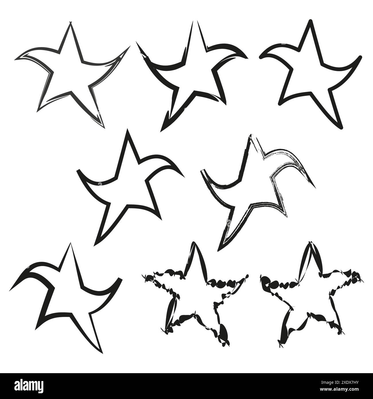 Abstract star icons. Black and white. Vector artistic shapes. Unique ...