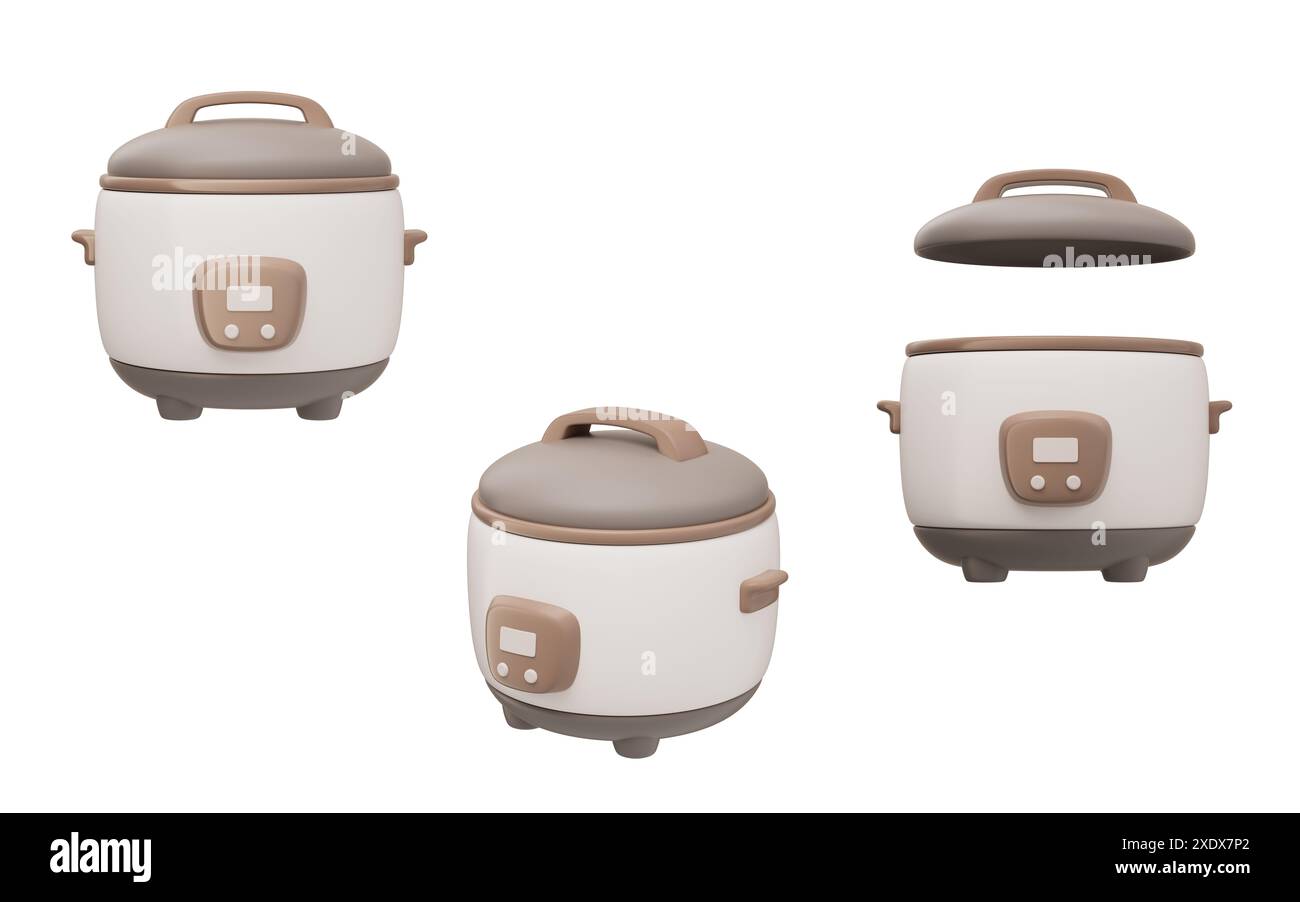 Cartoon style rice cooker, 3d rendering. 3D illustration Stock Photo ...