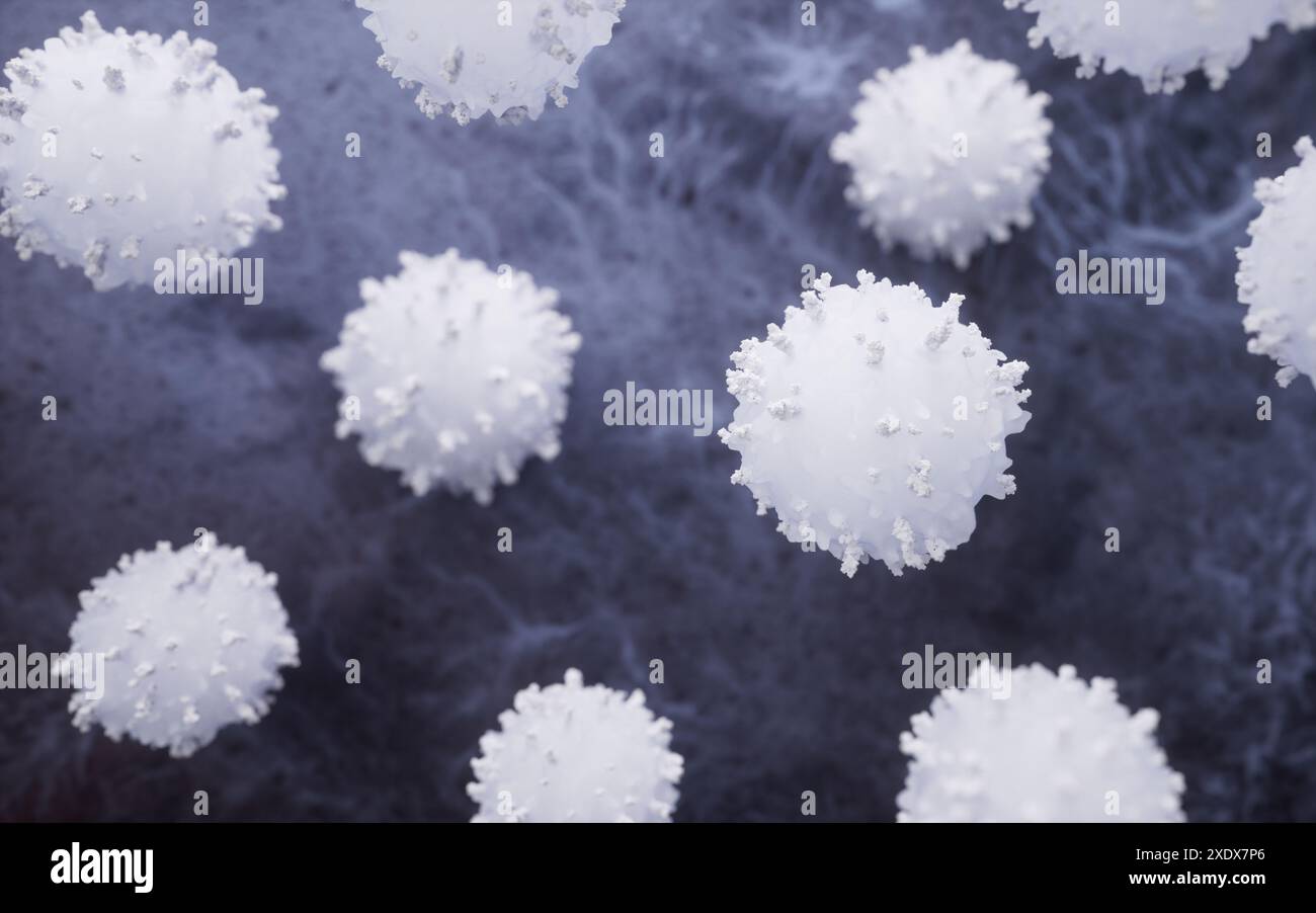 Lymphocytes and biological immune system, 3d rendering. 3D illustration ...