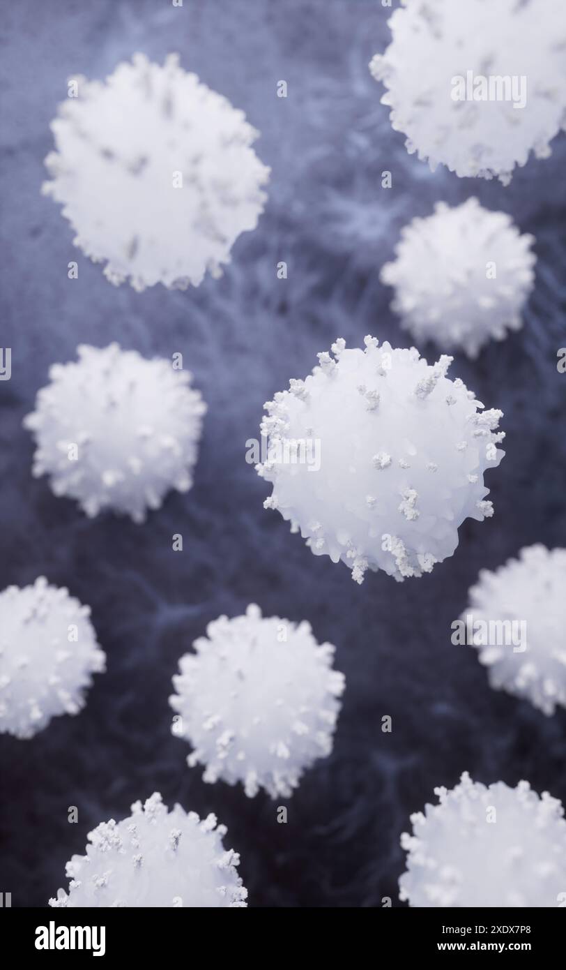 Lymphocytes and biological immune system, 3d rendering. 3D illustration ...