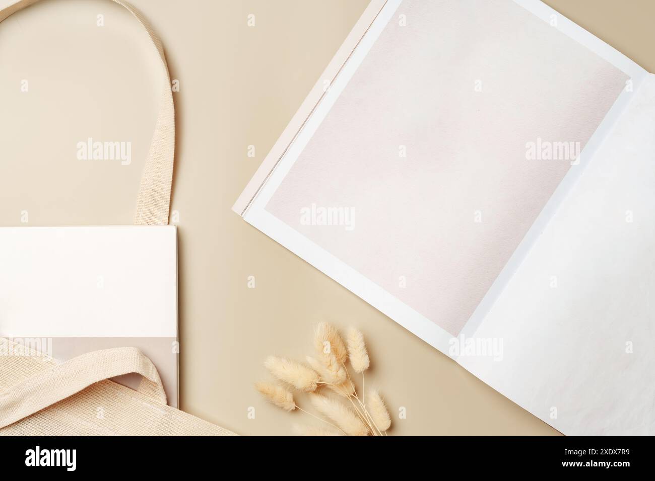 Stack of paper and fabric bag, blank objects for placing your design ...