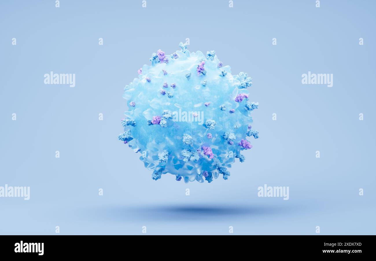 Lymphocytes and biological immune system, 3d rendering. 3D illustration ...