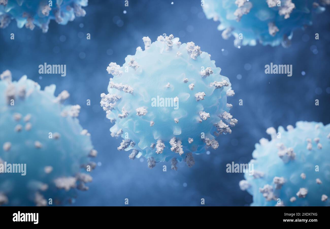 Lymphocytes and biological immune system, 3d rendering. 3D illustration ...