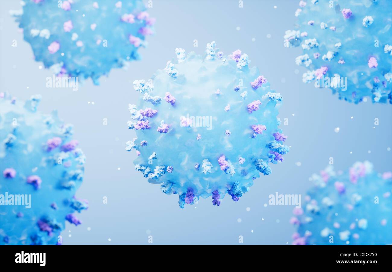 Lymphocytes and biological immune system, 3d rendering. 3D illustration ...