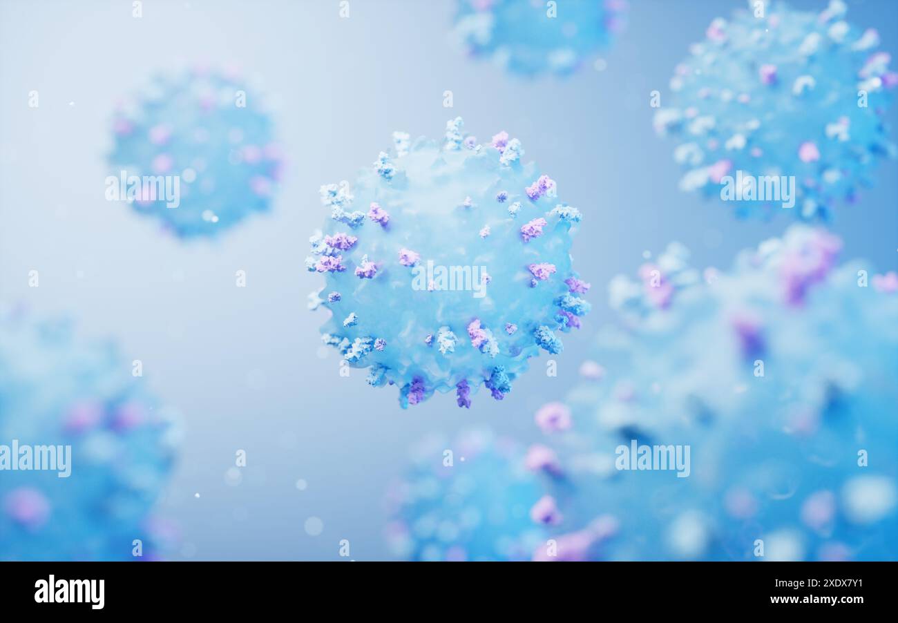 Lymphocytes and biological immune system, 3d rendering. 3D illustration ...