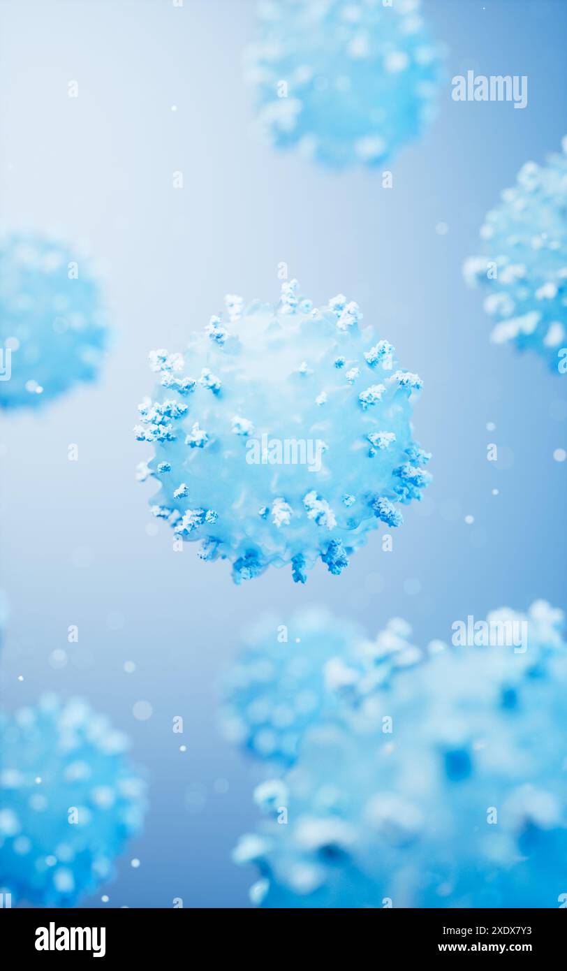 Lymphocytes and biological immune system, 3d rendering. 3D illustration ...