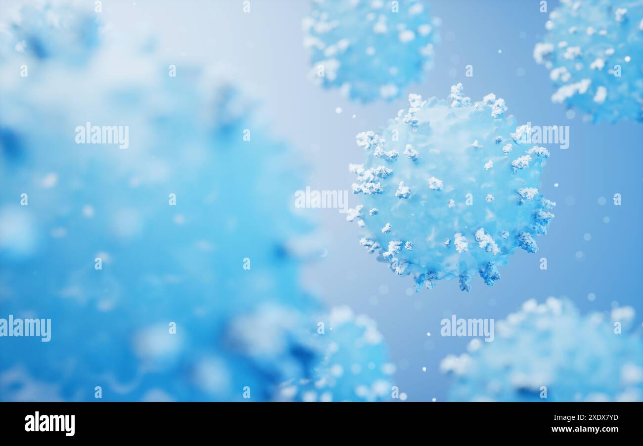 Lymphocytes and biological immune system, 3d rendering. 3D illustration ...