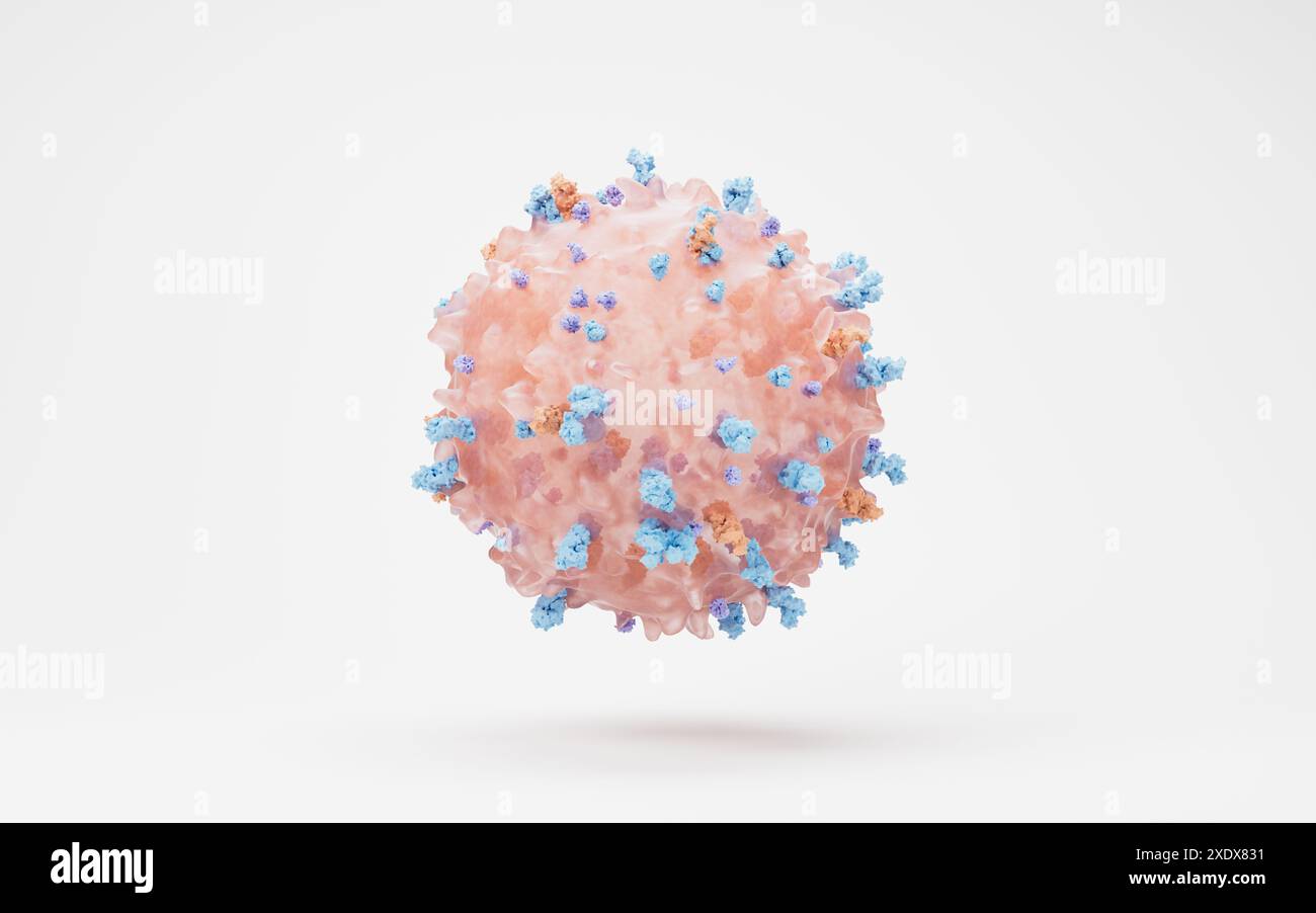 Lymphocytes and biological immune system, 3d rendering. 3D illustration ...