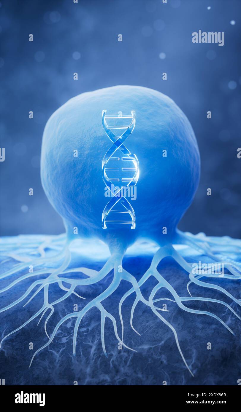 Biological cancer cell and disease, 3d rendering. 3D illustration Stock ...