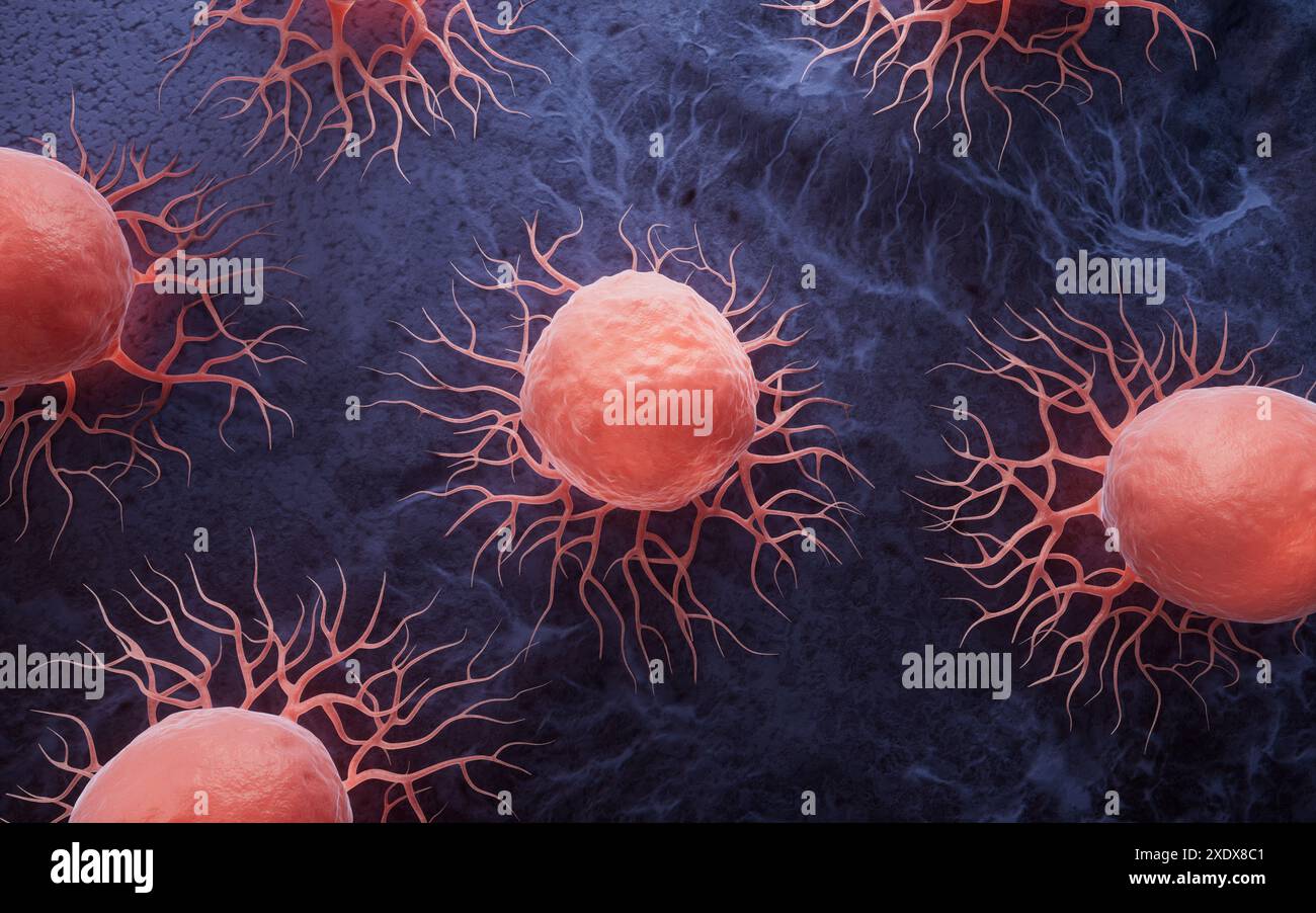 Biological cancer cell and disease, 3d rendering. 3D illustration Stock ...