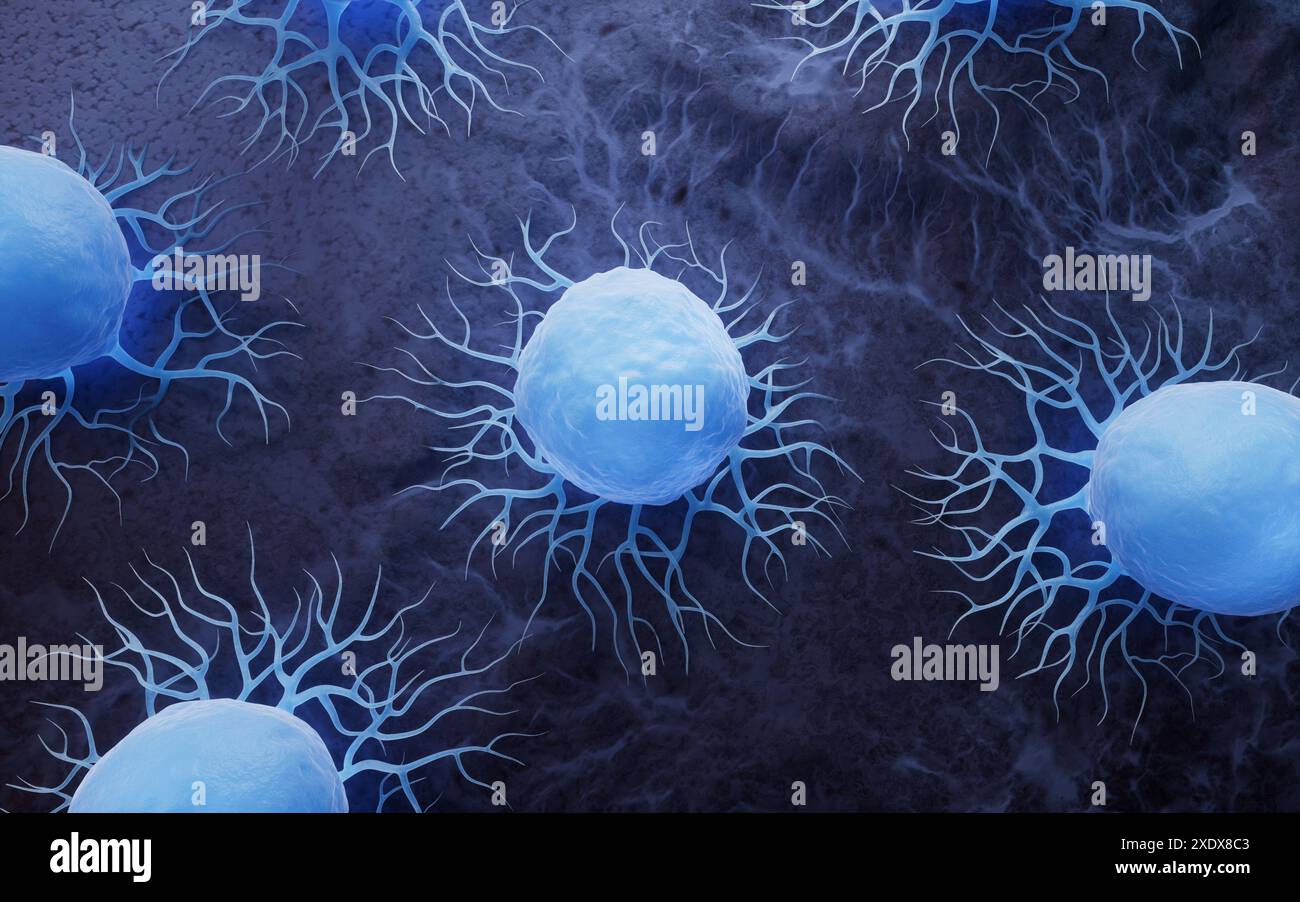 Biological cancer cell and disease, 3d rendering. 3D illustration Stock ...