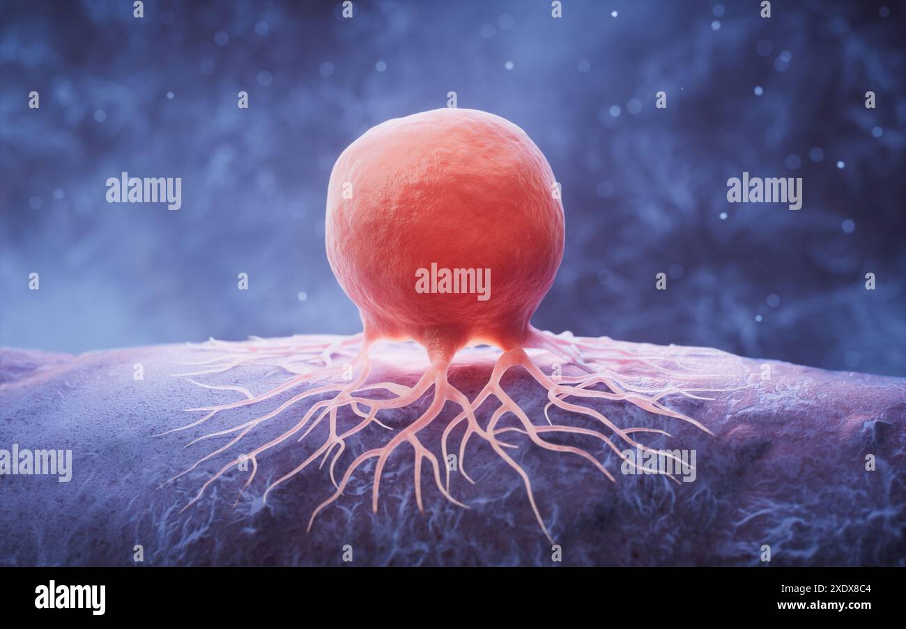 Biological cancer cell and disease, 3d rendering. 3D illustration Stock ...