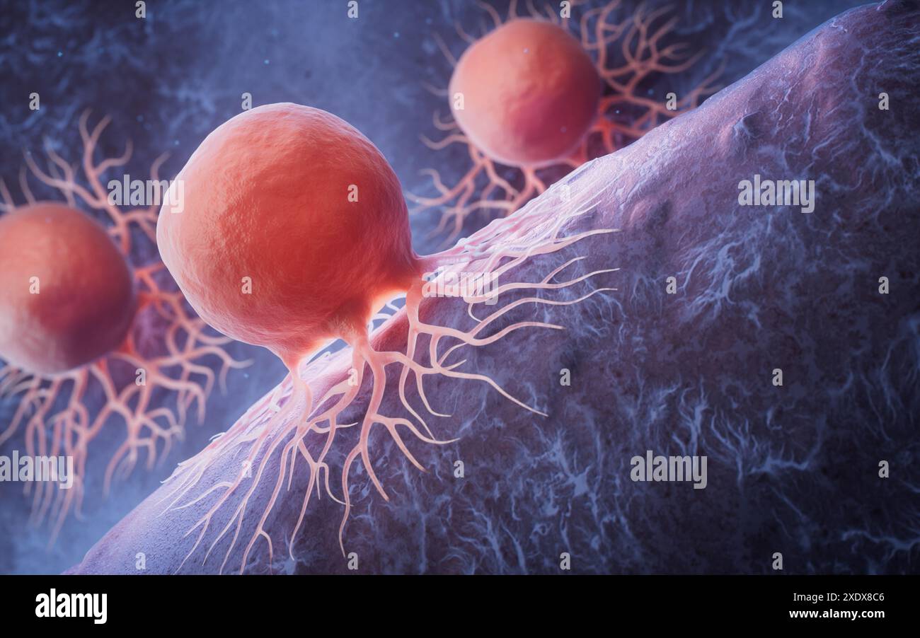 Biological cancer cell and disease, 3d rendering. 3D illustration Stock ...