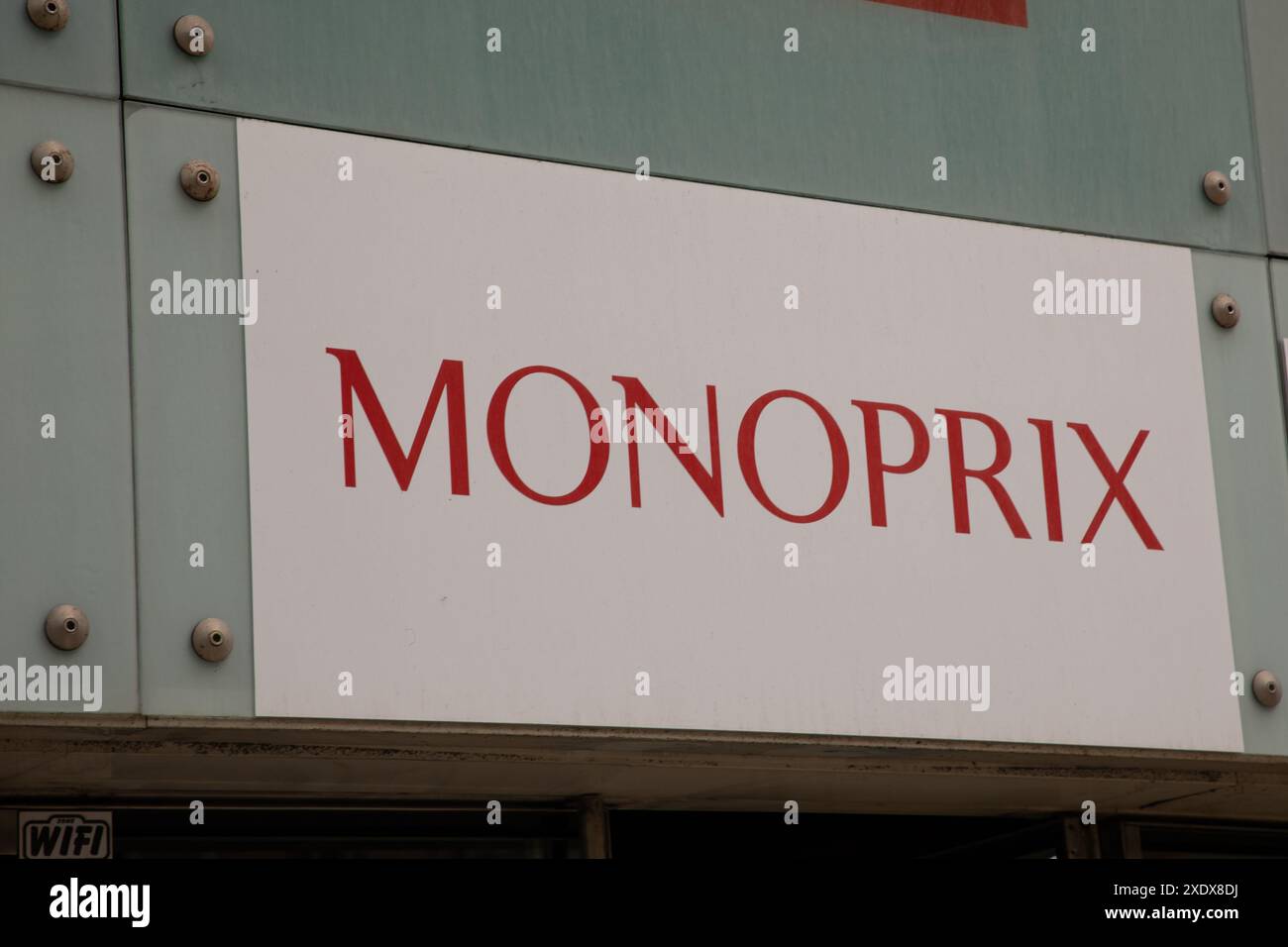 Bordeaux , France - 06 15 2024 : Monoprix logo brand chain and text ...
