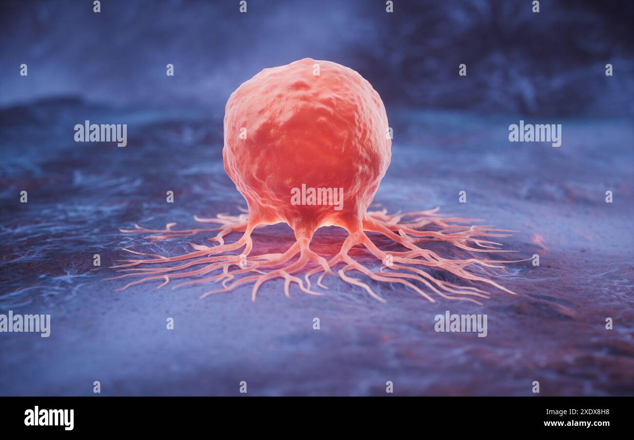 Biological cancer cell and disease, 3d rendering. 3D illustration Stock ...