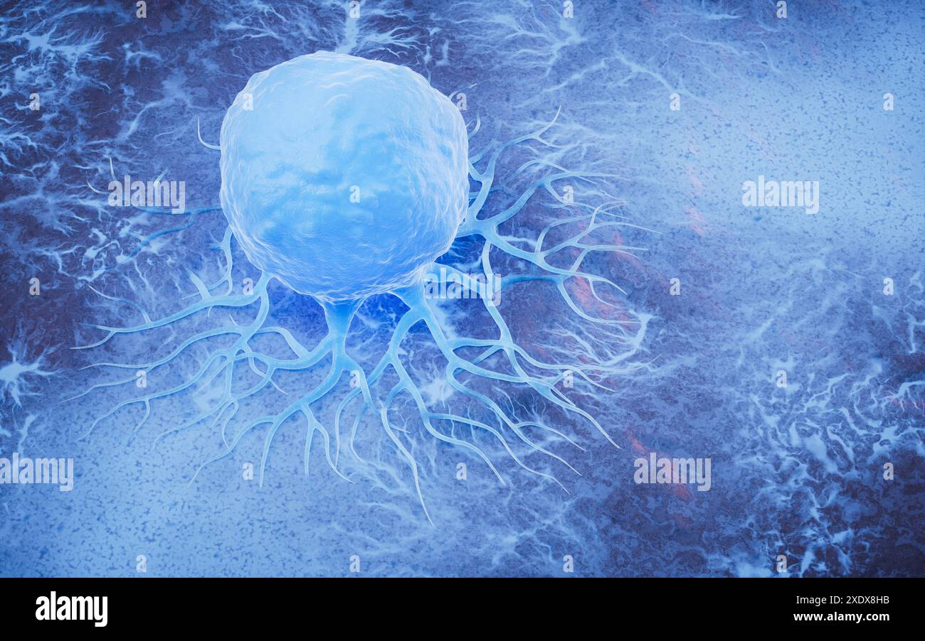 Biological cancer cell and disease, 3d rendering. 3D illustration Stock ...
