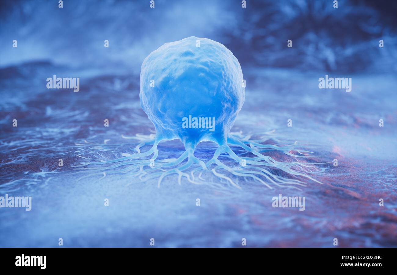 Biological cancer cell and disease, 3d rendering. 3D illustration Stock ...