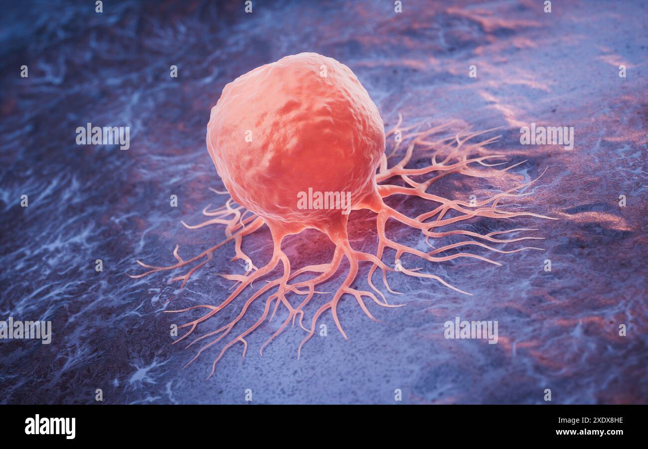 Biological cancer cell and disease, 3d rendering. 3D illustration Stock ...