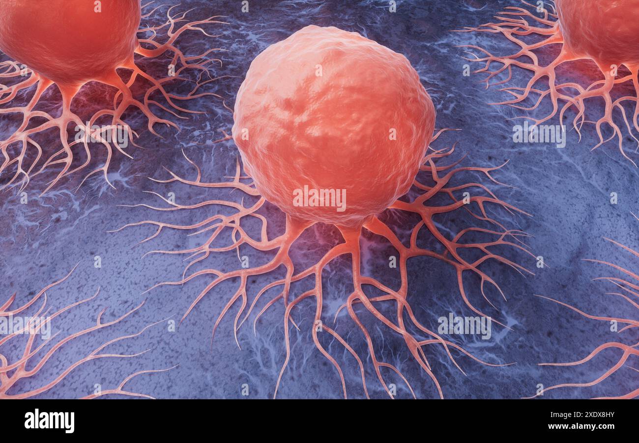 Biological cancer cell and disease, 3d rendering. 3D illustration Stock ...