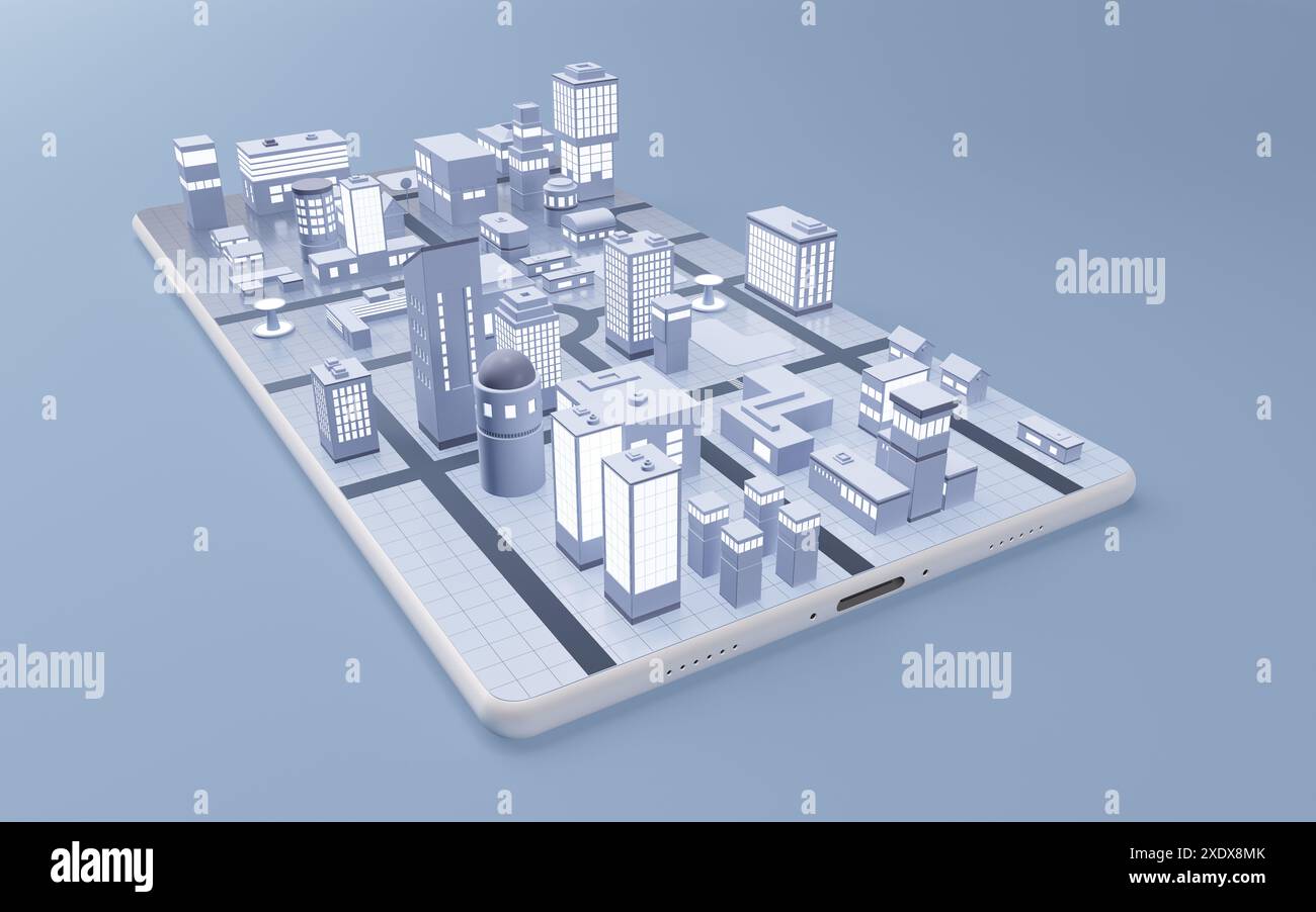 3d rendering street modern buildings hi-res stock photography and ...