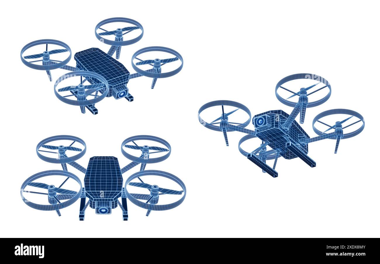 Drone with futuristic digital structure, 3d rendering. 3D illustration ...