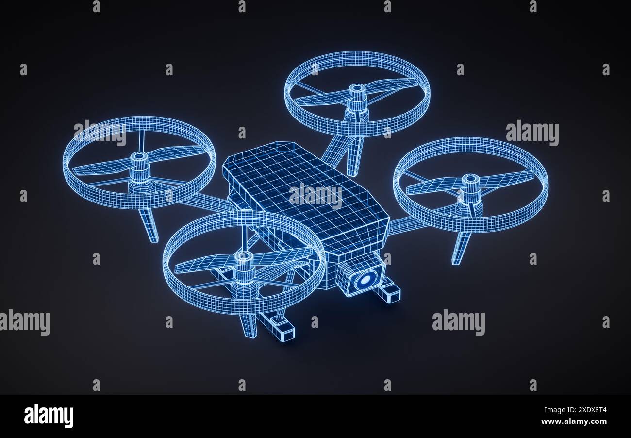 Drone with futuristic digital structure, 3d rendering. 3D illustration ...