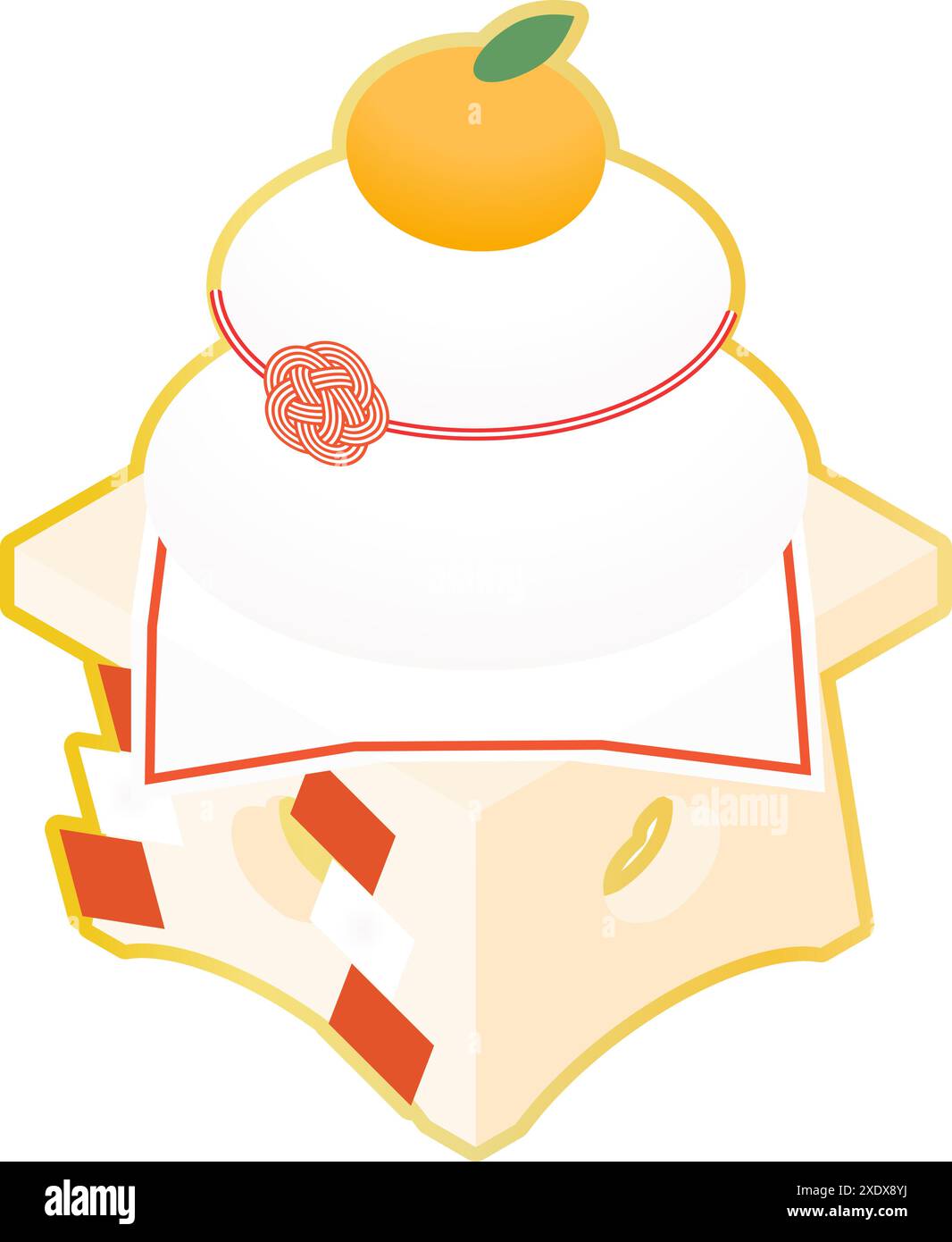 Simple and cute Kagamimochi, Japanese New Year's decoration, Vector ...