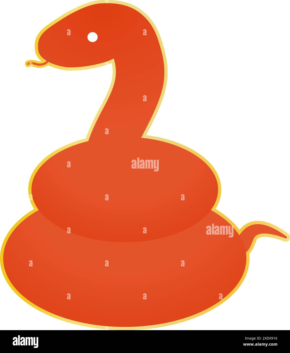 A simple and cute red snake with a coiled tail, Vector Illustration ...