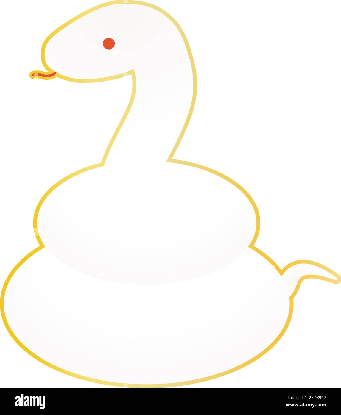 A simple and cute white snake with a coiled tail, Vector Illustration ...