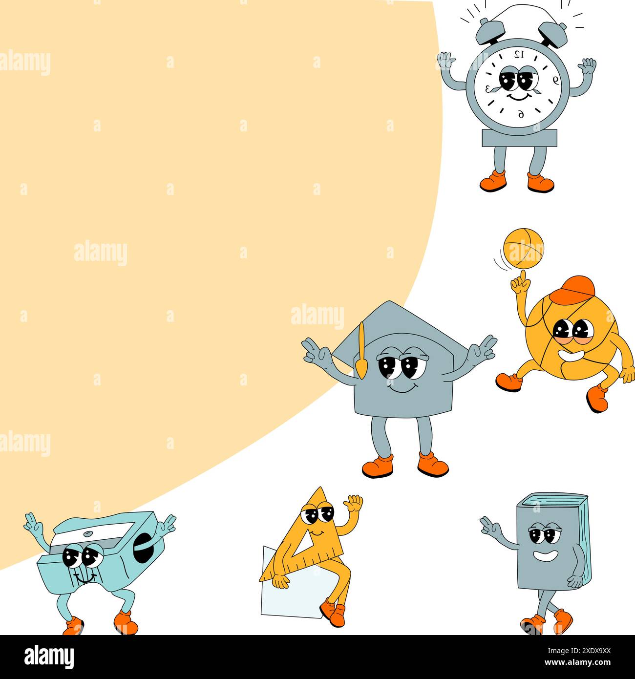 y2k background with school characters in retro 00s, 80s style. Can used ...