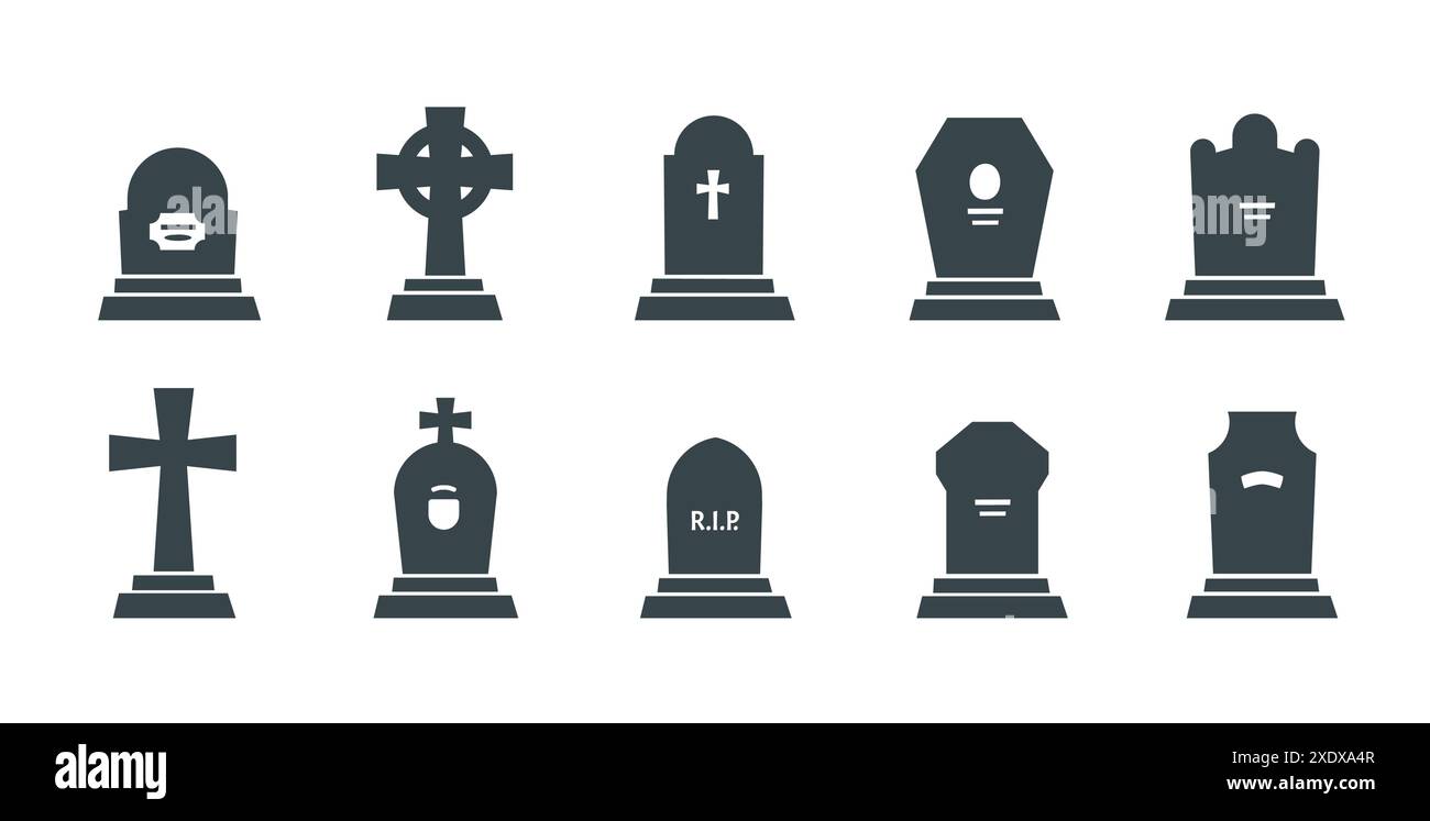 Cemetery graveyard tombstones and gravestones with RIP and cross ...