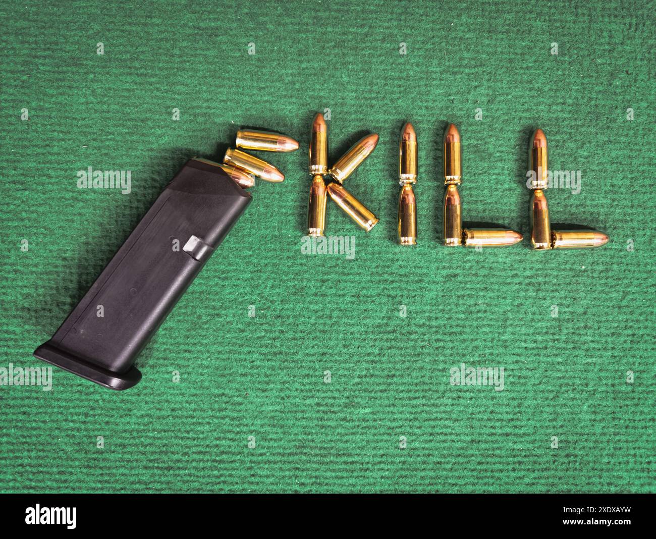 Firearms, a pistol magazine and 9mm caliber cartridges folded into the ...