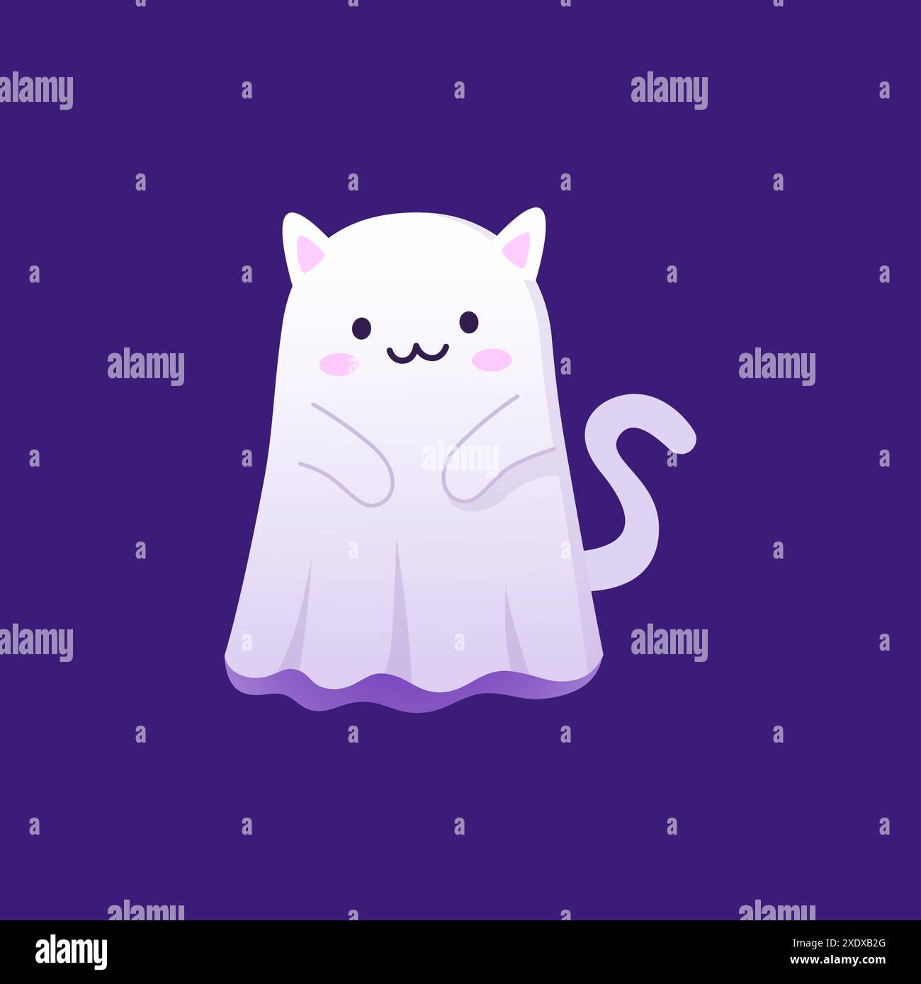 Halloween kawaii ghost cat character. Isolated cartoon vector kitten ...