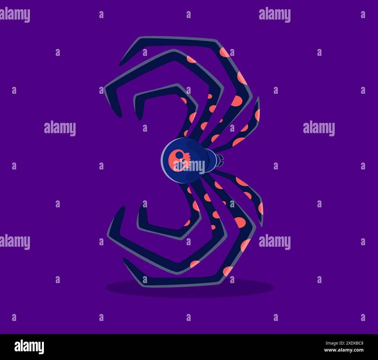 Halloween font number 3 as spider monster with skull for horror ...