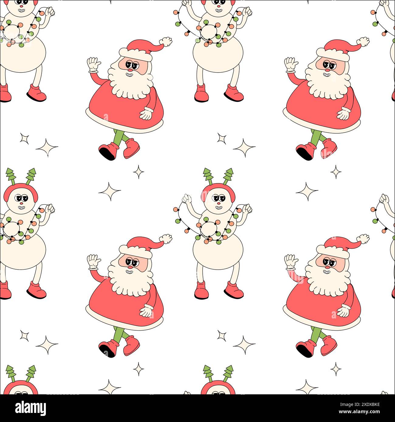 Retro groovy christmas seamless Stock Vector Images - Alamy