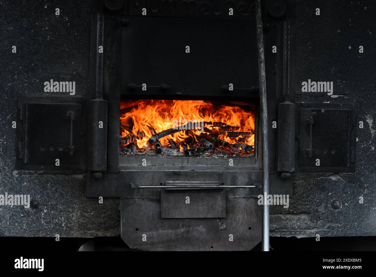 Wood-Fired Oven Baking Bread. fire Stock Photo - Alamy