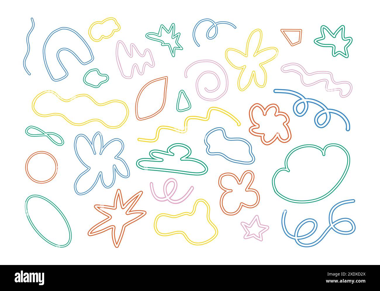 Set of abstract retro line shapes. Geometric shapes. Sticker set ...