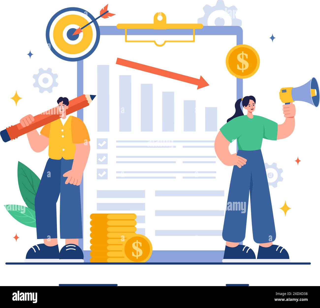 Cost Reduction Vector Illustration depicting Decrease, Price ...