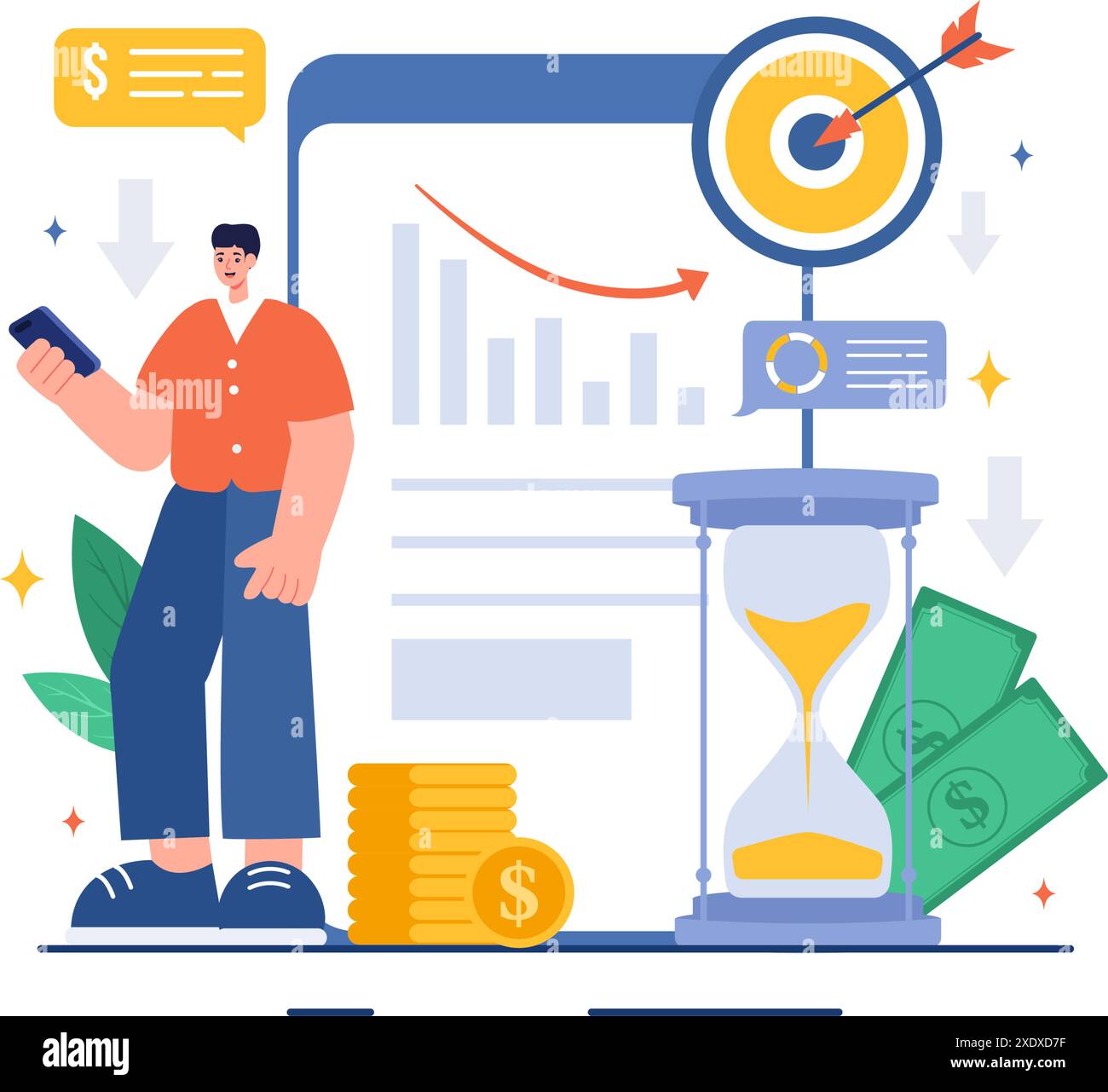 Cost Reduction Vector Illustration depicting Decrease, Price ...